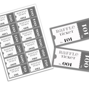 RAFFLE TICKET PRINTABLE, Raffle Ticket Numbers, Activity Raffle Ticket ...