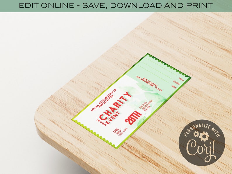 EDITABLE FUNDRAISING TICKET, Customizable, Editable Fundraising Ticket ...