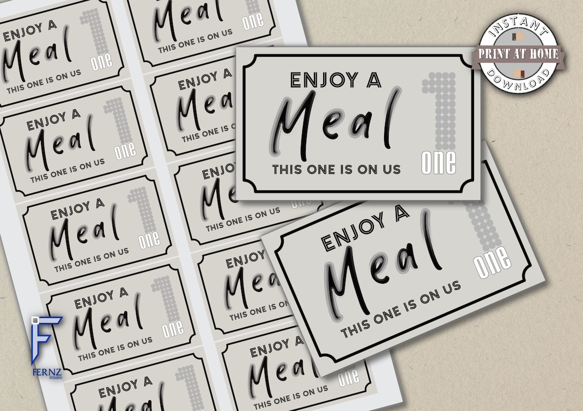 ENJOY A MEAL This One is on Us TICKET Vouchers, Meal Tickets, Event ...