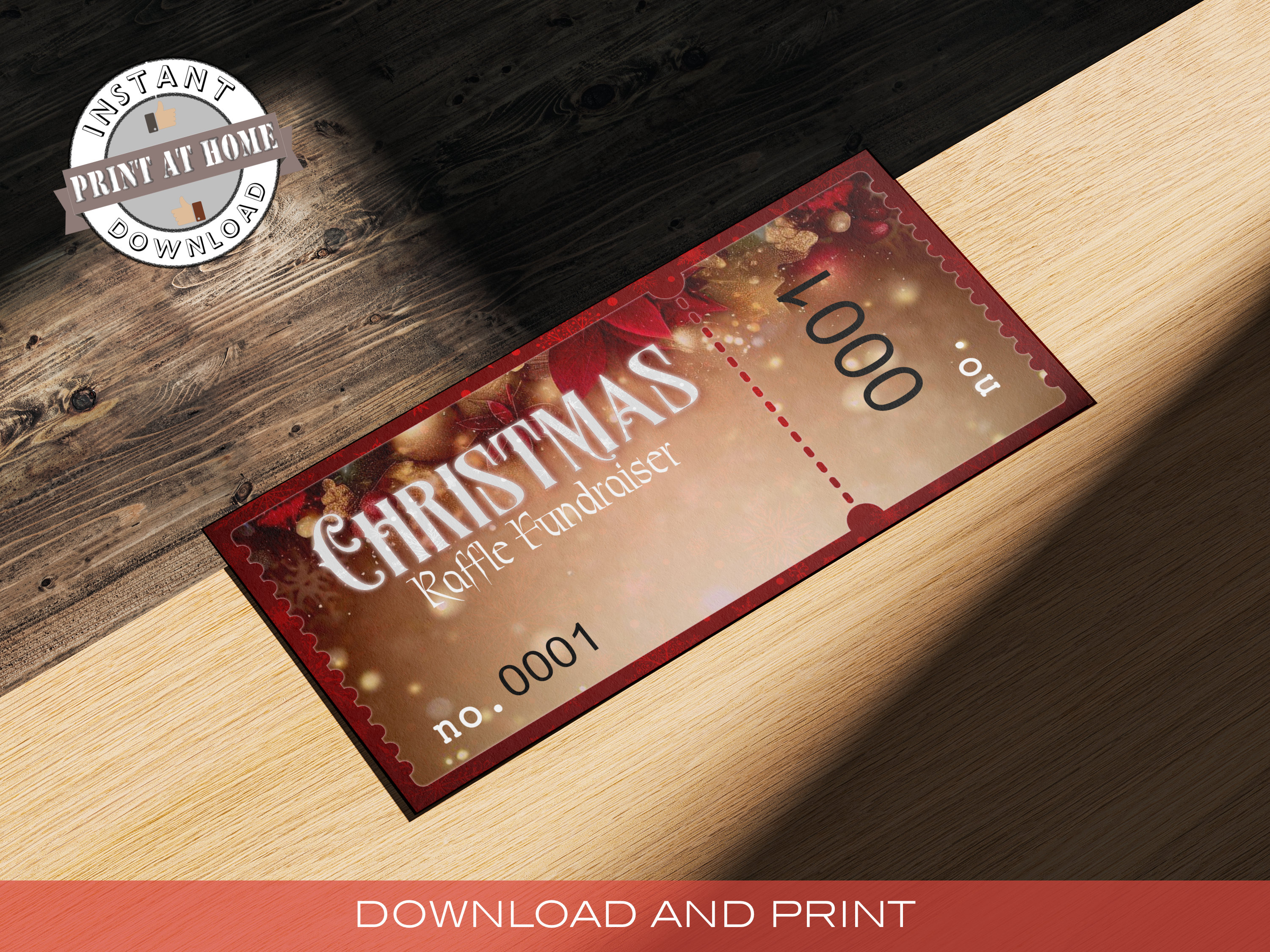 RAFFLE TICKET TEMPLATE, Christmas Raffle Ticket, Christmas Ticket ...