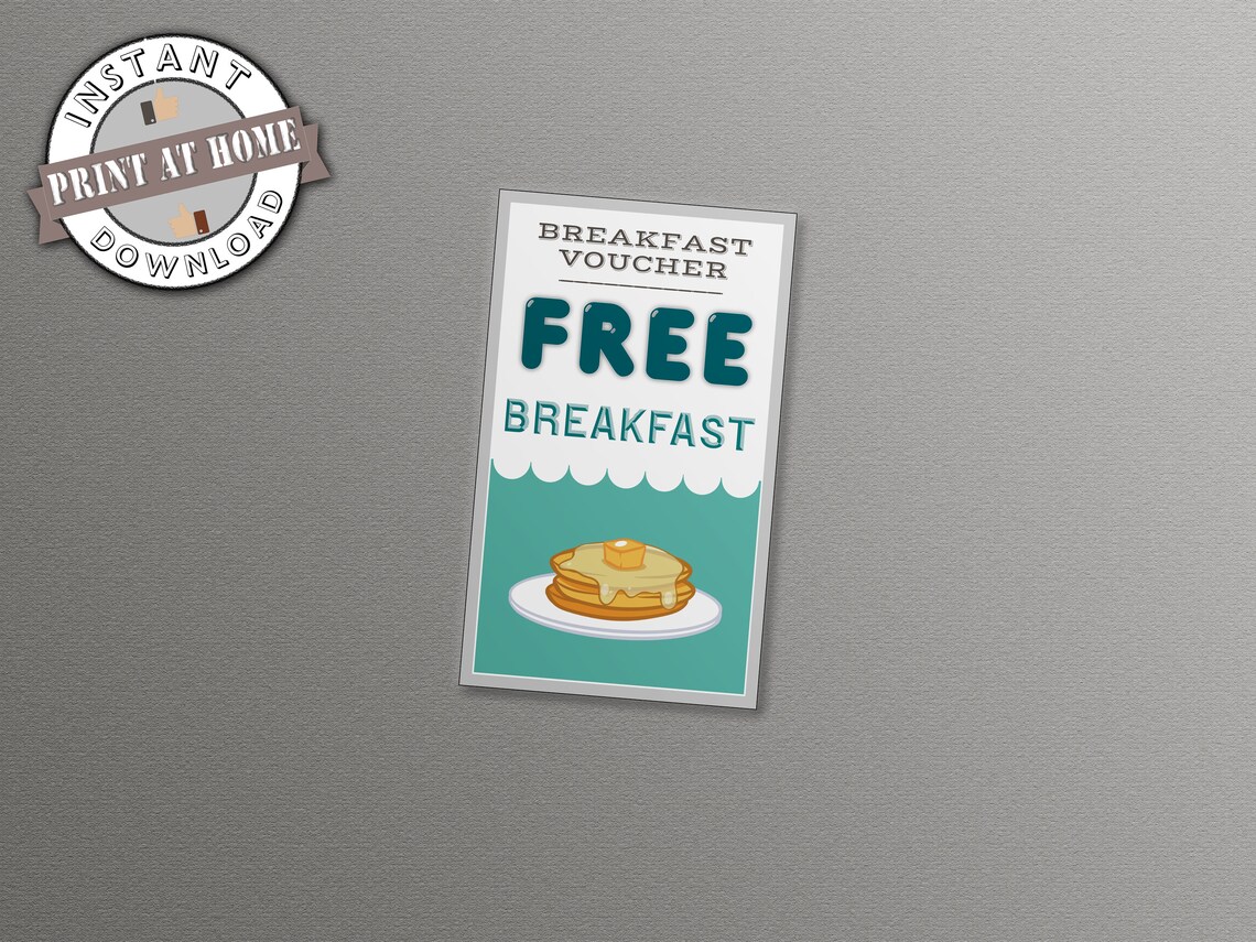 Printable Free Breakfast Voucher, Event Ticket (PDF & PNG), Instant ...