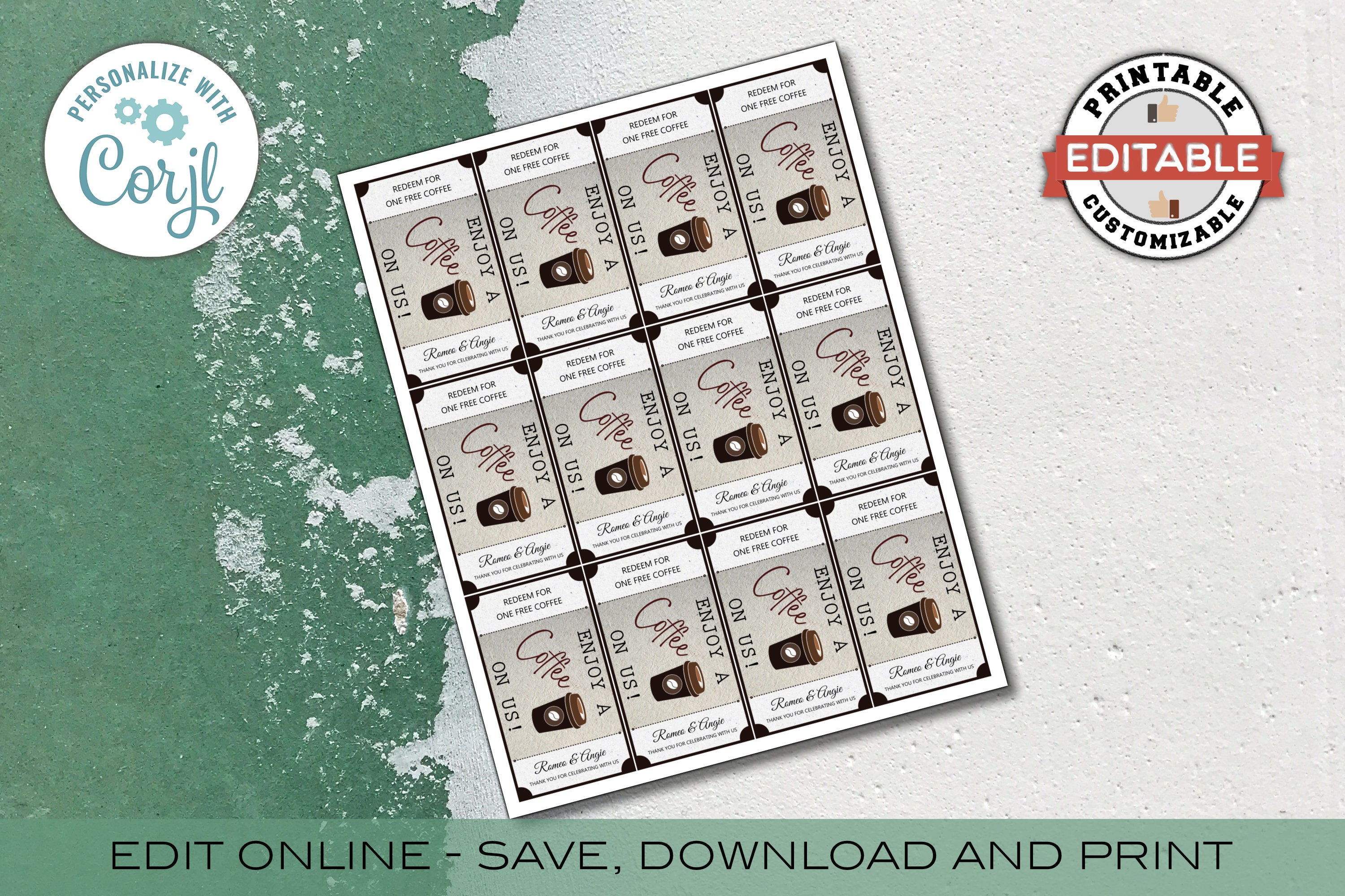 CUSTOMIZABLE COFFEE Ticket Voucher, Enjoy Coffee, Event Ticket ...