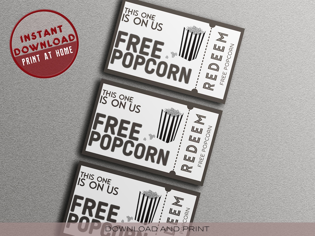 FREE POPCORN VOUCHER, This One is on Us Free Popcorn Tickets, Event ...