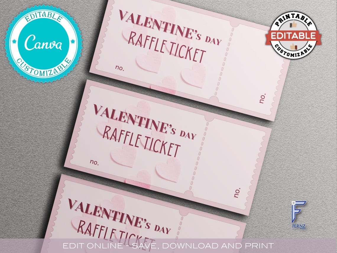 VALENTINE'S DAY Raffle Ticket, Raffle Ticket Coupon, Activity Raffle ...