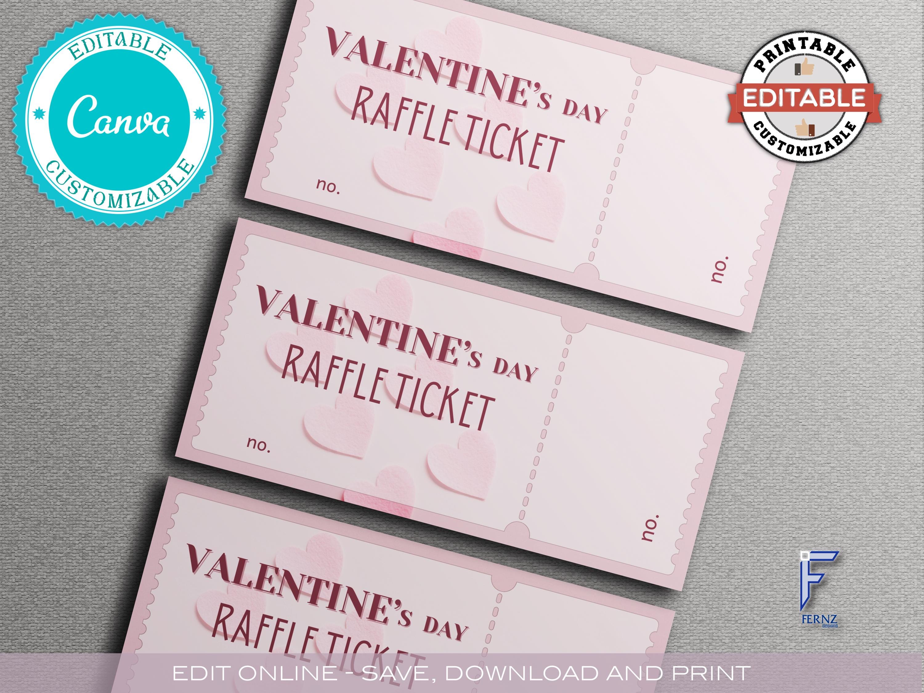 VALENTINE'S DAY Raffle Ticket, Raffle Ticket Coupon, Activity Raffle ...