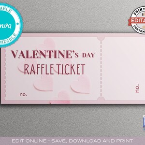 VALENTINE'S DAY Raffle Ticket, Raffle Ticket Coupon, Activity Raffle ...