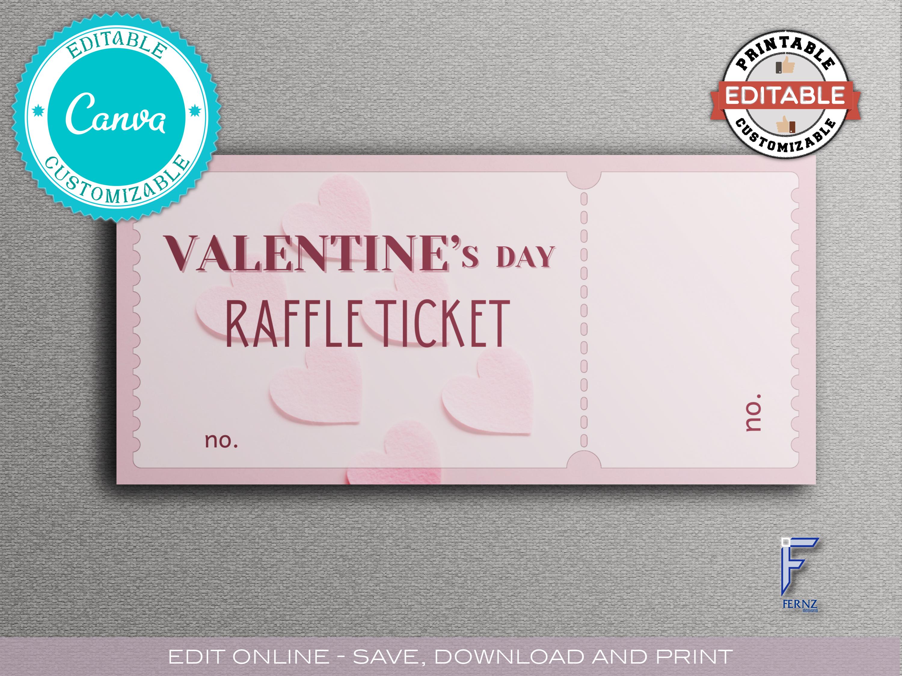 VALENTINE'S DAY Raffle Ticket, Raffle Ticket Coupon, Activity Raffle ...