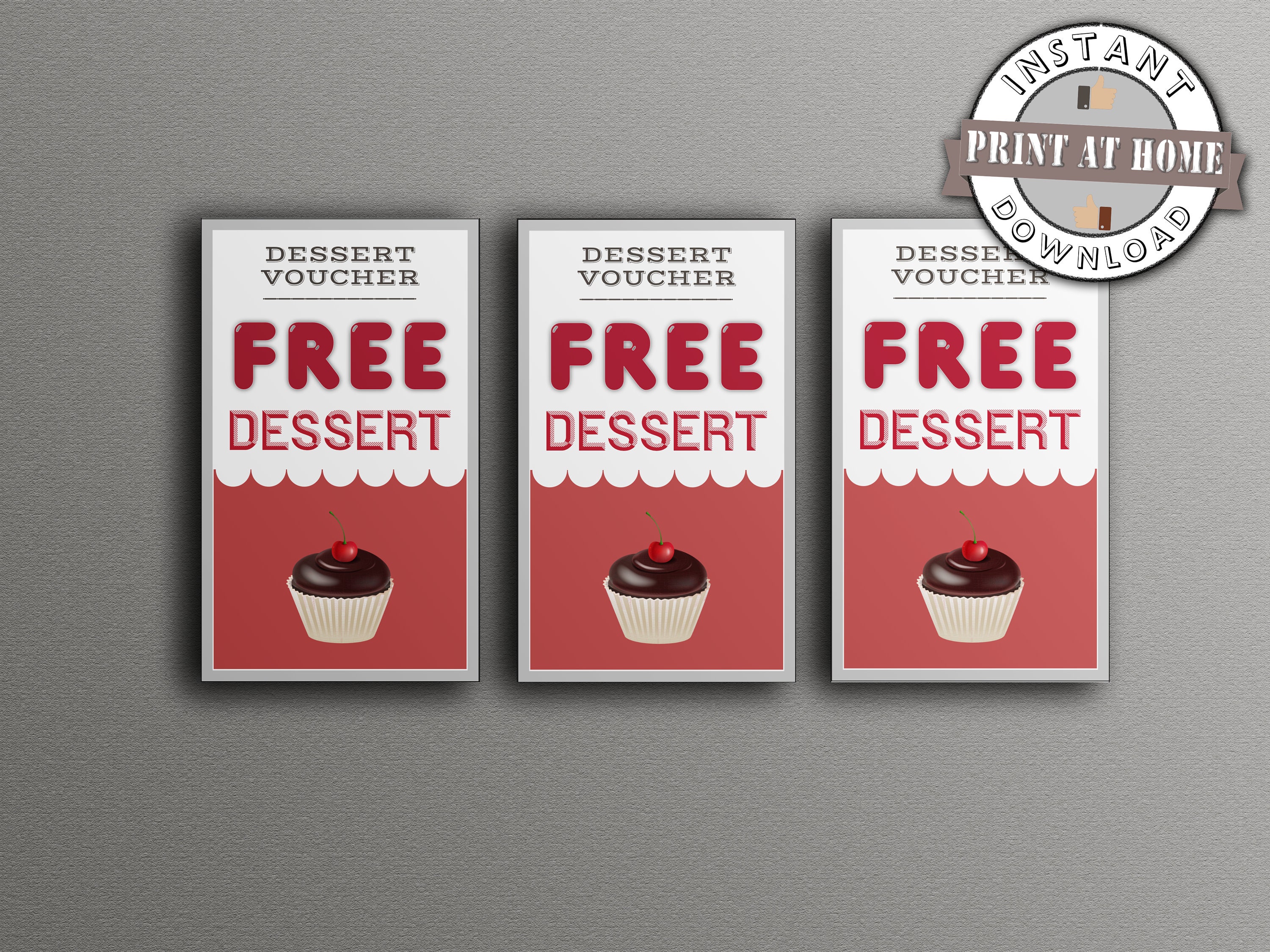 FREE DESSERT VOUCHER in Vibrant Colors, Dessert Tickets, Event Ticket ...