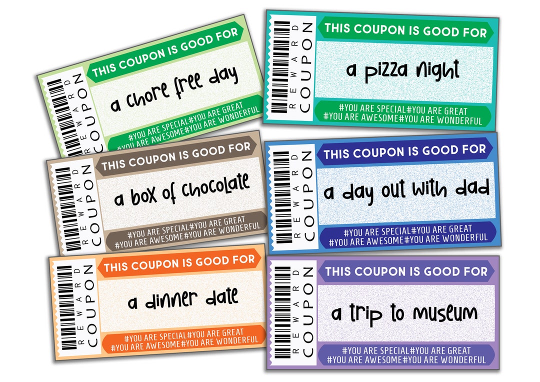 PRINTABLE REWARD COUPON, Printable Blank Coupons, Kids Activity Coupon ...