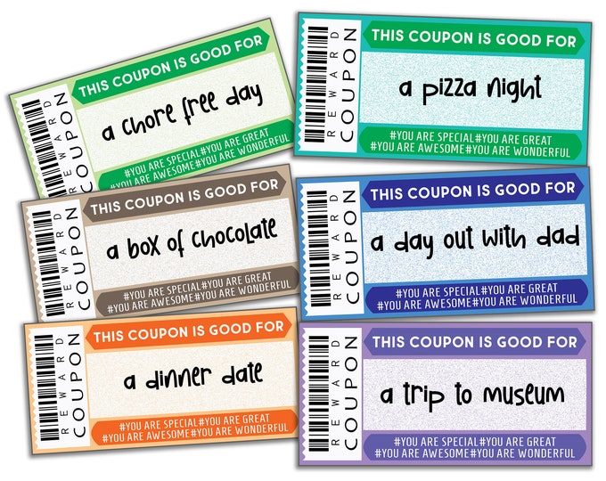EDITABLE REWARD COUPONS Clipart Printable Reward Tickets Rainbow Blank ...