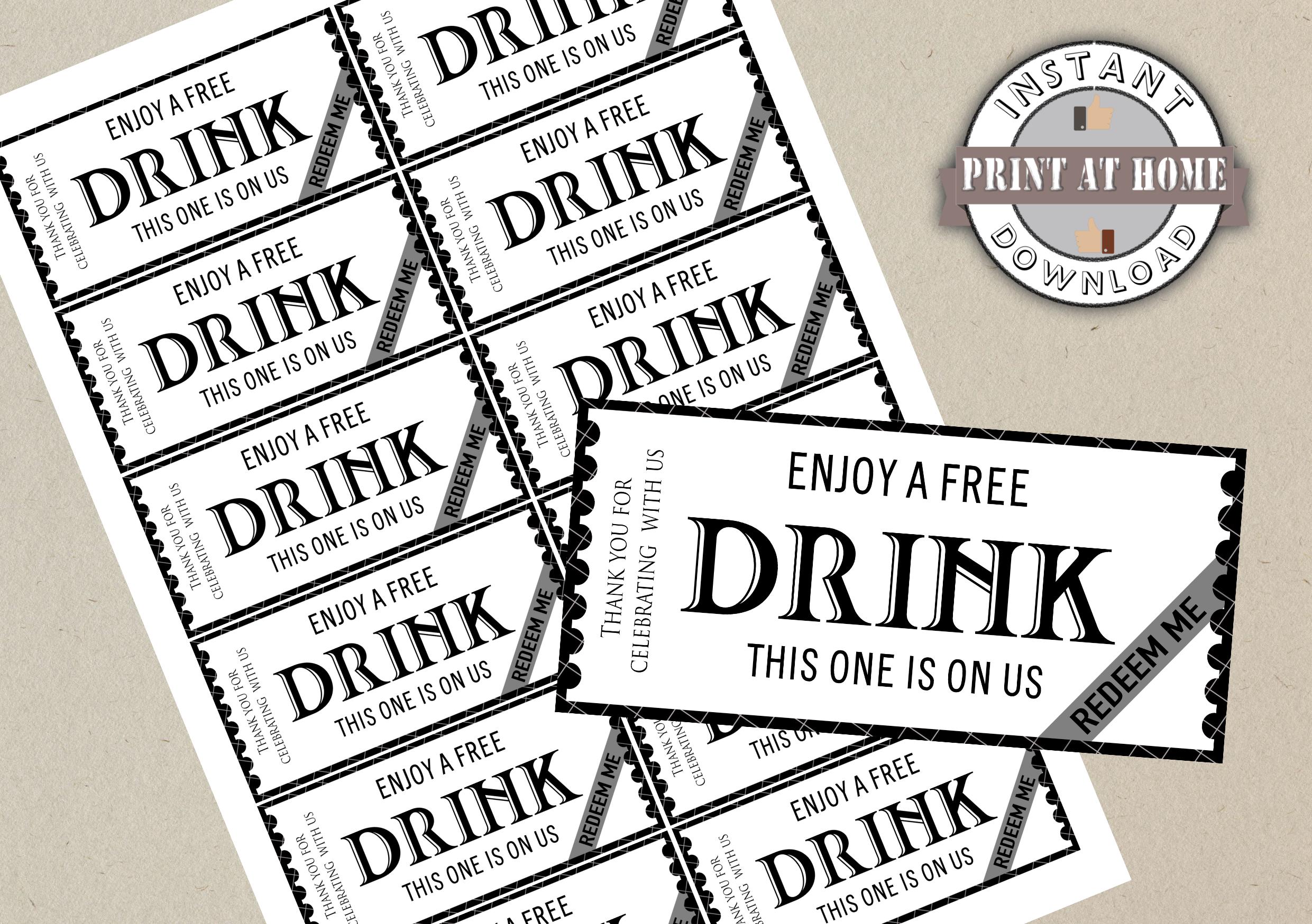 DRINK Ticket Voucher, Printable, Event Ticket, Editable Drink Ticket ...