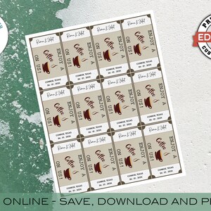 CUSTOMIZABLE COFFEE Ticket Voucher, Printable, Event Ticket, Editable ...