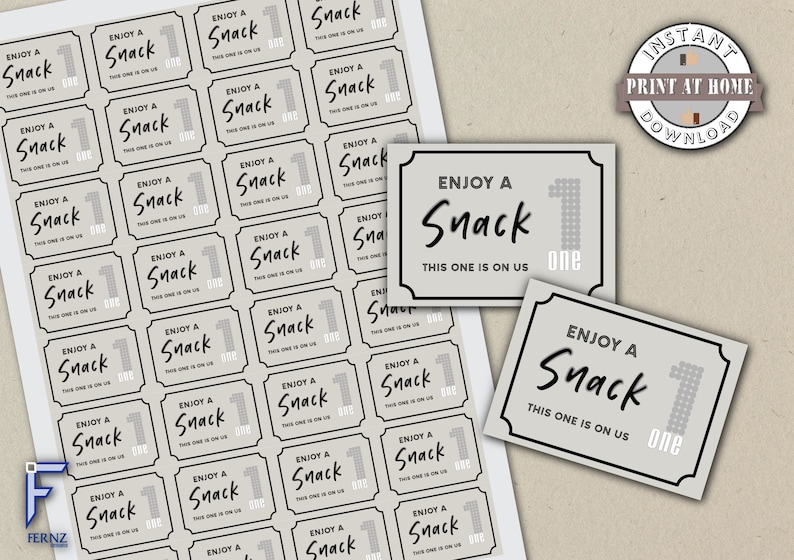 ENJOY A SNACK VOUCHER, Snack Tickets, Event Ticket, Activity Meal Vouchers, Print at Home ...