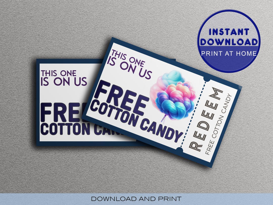 FREE COTTON CANDY Voucher, This One is on Us Free Cotton Candy Tickets ...