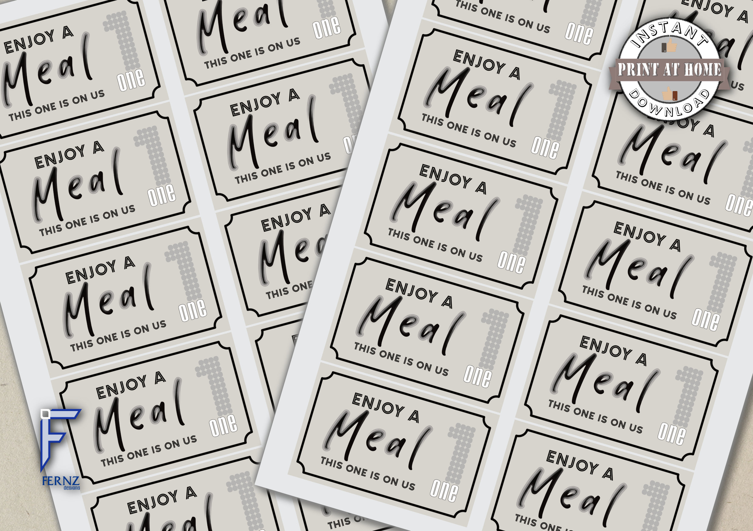 Printable Meal Ticket Voucher, Party Favor, Instant Digital Download - Etsy