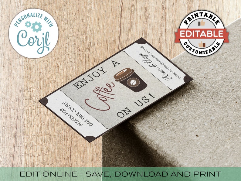 CUSTOMIZABLE COFFEE Ticket Voucher, Enjoy Coffee, Event Ticket ...