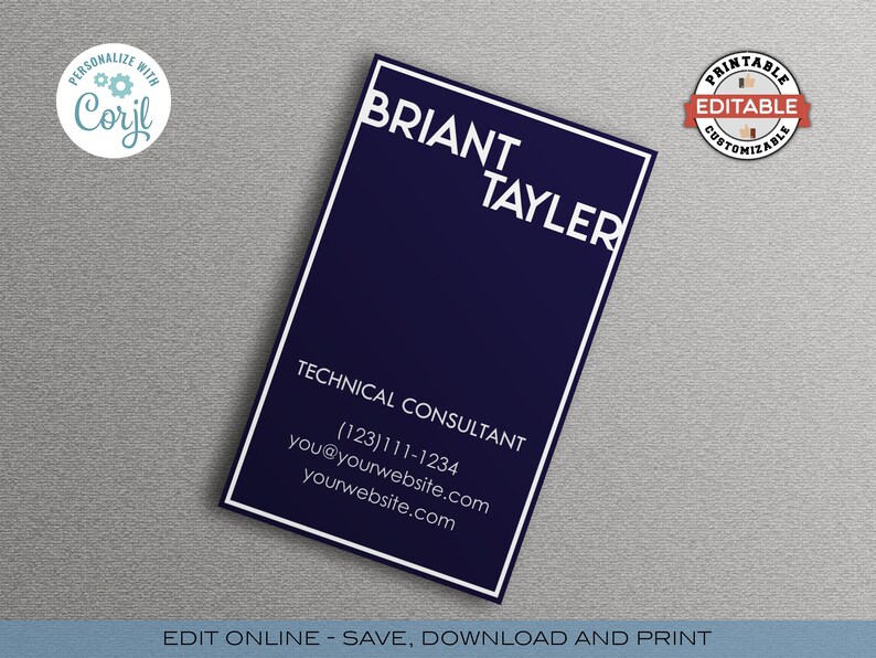 Editable Business Card Template, Personalized Business Card Template ...