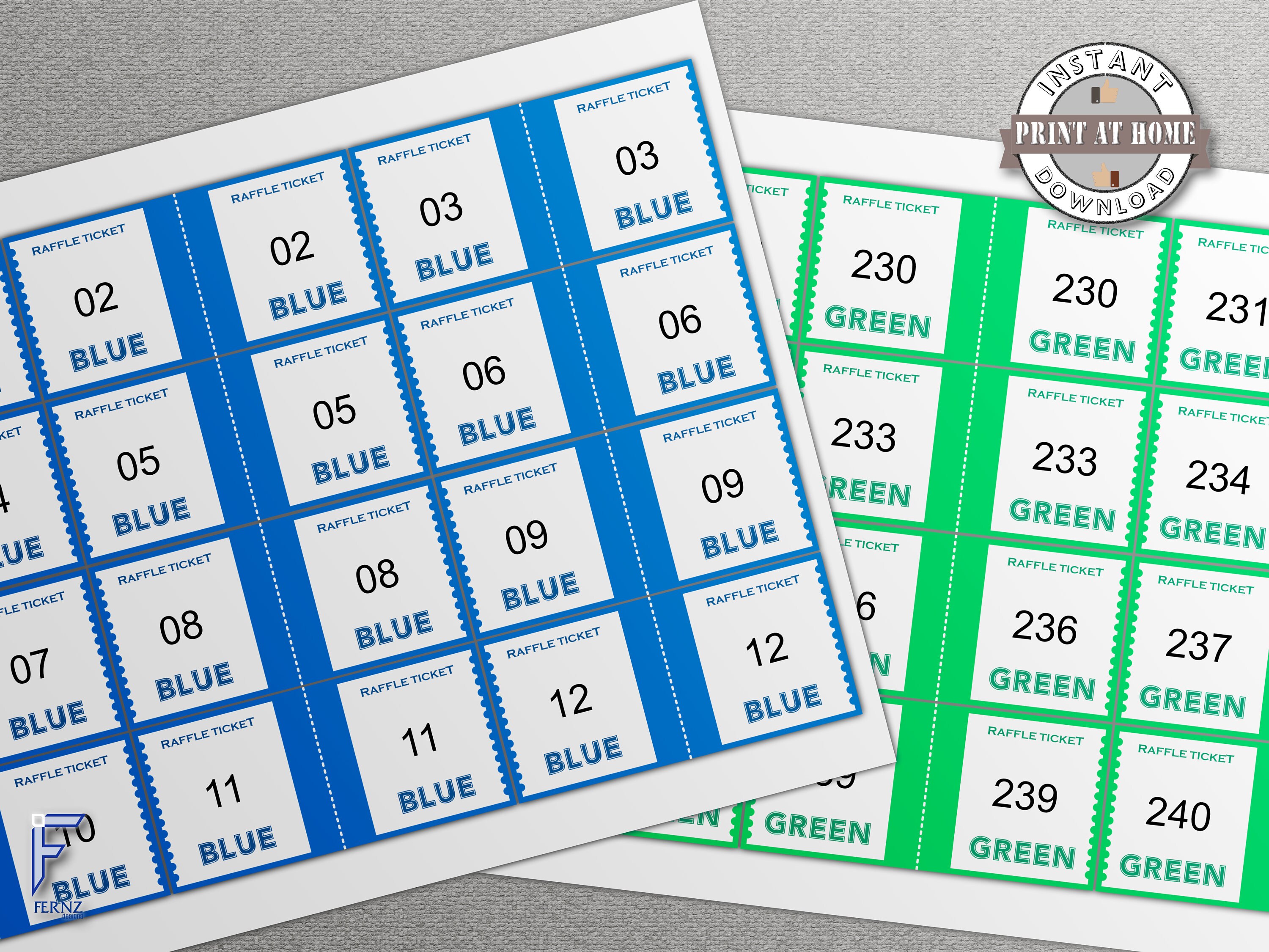 COLORED RAFFLE TICKETS, Raffle Ticket, Activity Raffle Ticket Numbers ...