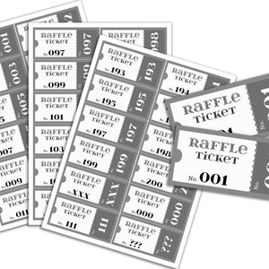 RAFFLE TICKET PRINTABLE, Raffle Ticket Numbers, Activity Raffle Ticket ...