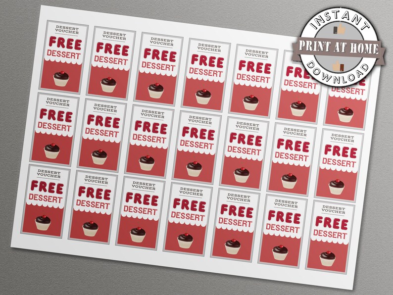 Printable Free Dessert Voucher, Vibrant Colors (PDF & PNG) - Etsy
