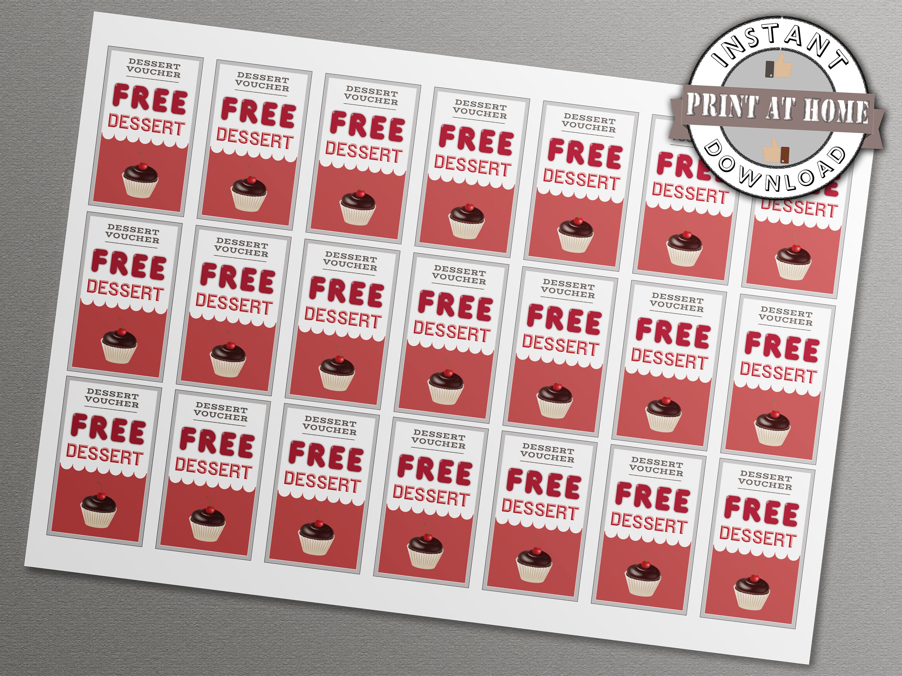 FREE DESSERT VOUCHER in Vibrant Colors, Dessert Tickets, Event Ticket ...