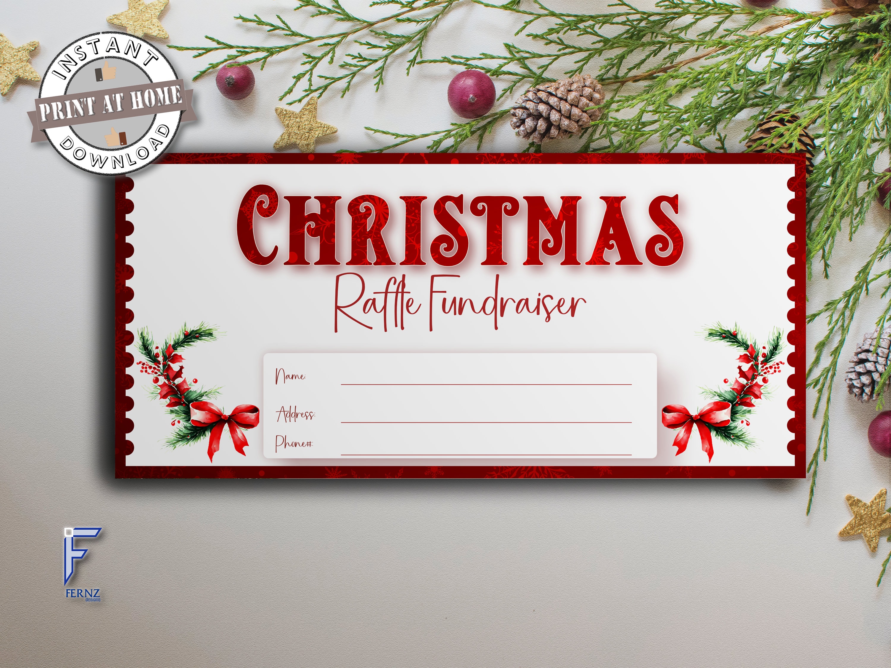 CHRISTMAS TICKET COUPON, Christmas Raffle Ticket, Christmas Ticket ...