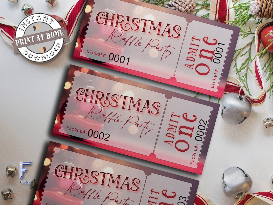 CHRISTMAS TICKET TEMPLATE, Christmas Raffle Party, Christmas Ticket ...