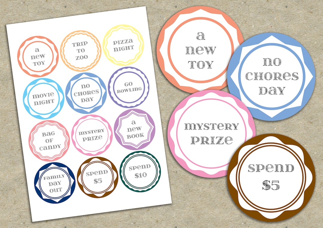 PRINTABLE REWARD TOKEN Printable Token Coupons Kids Activity - Etsy