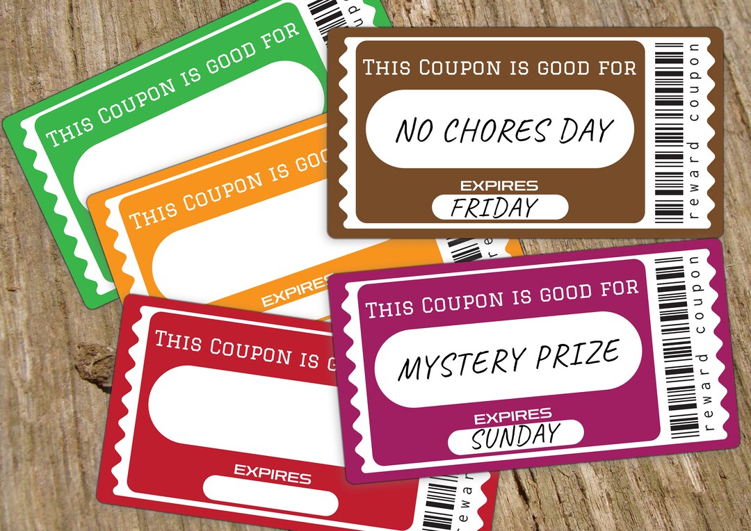 BLANK REWARD COUPON, Printable Reward Coupons, Kids Activity Coupon ...