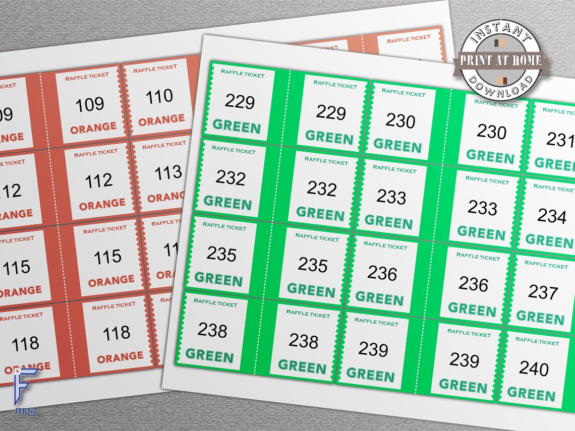 COLORED RAFFLE TICKETS, Raffle Ticket, Activity Raffle Ticket Numbers ...