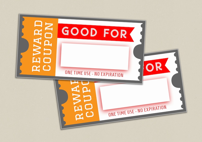BLANK REWARD COUPON, Printable Blank Coupons, Kids Activity Coupon ...