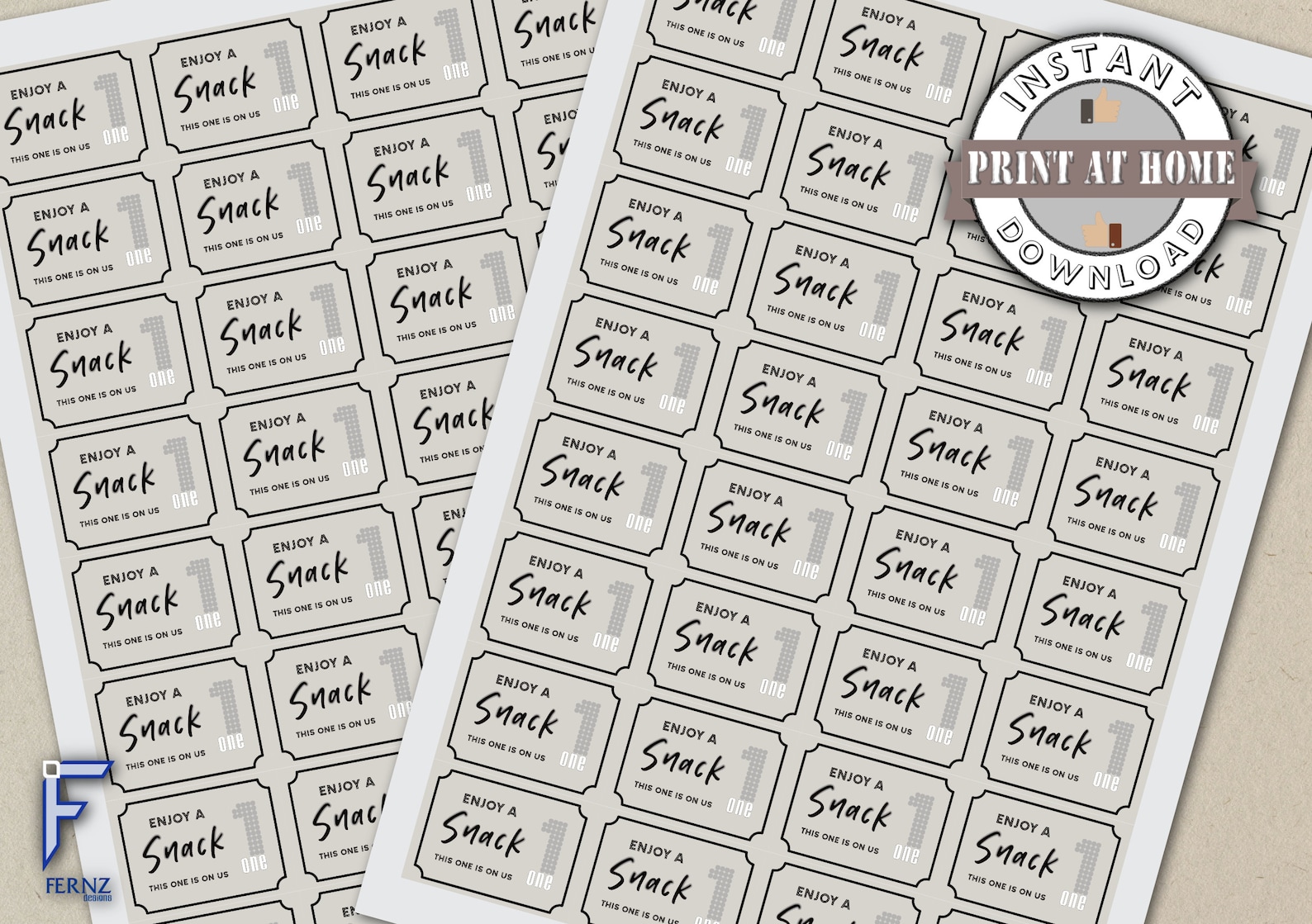 Printable Snack Voucher, Event Ticket (PNG, PDF), Instant Digital ...