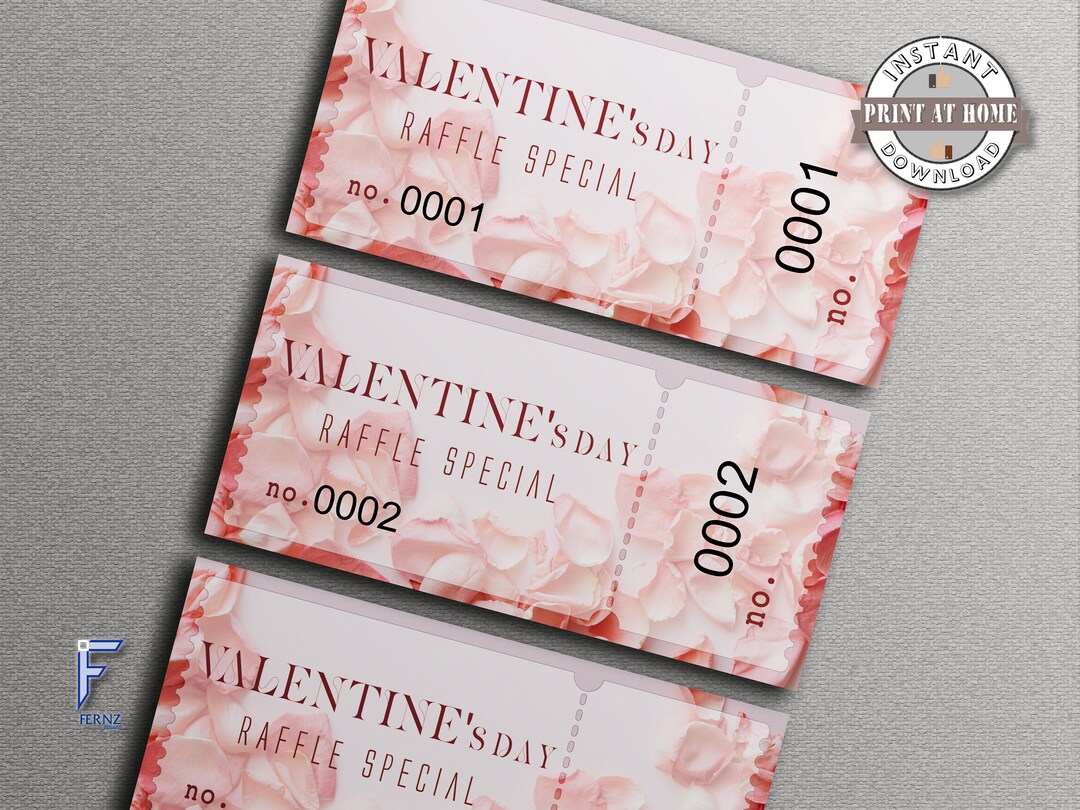 VALENTINE'S RAFFLE TICKET, Raffle Ticket Coupon, Activity Raffle Ticket ...