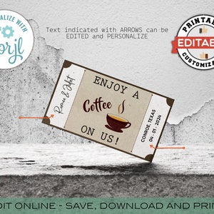 CUSTOMIZABLE COFFEE Ticket Voucher, Printable, Event Ticket, Editable ...