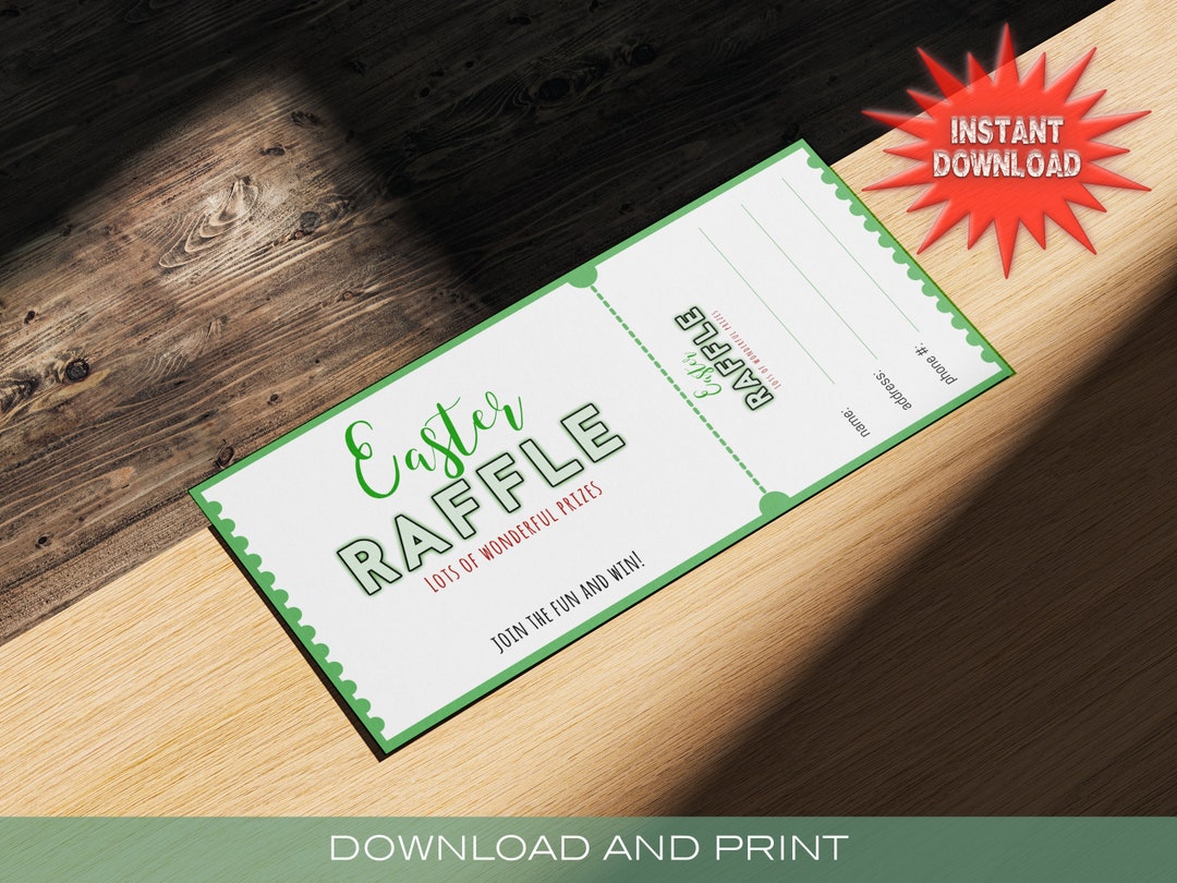 EASTER RAFFLE TICKET, Printable Customizable, Holiday Fundraising ...