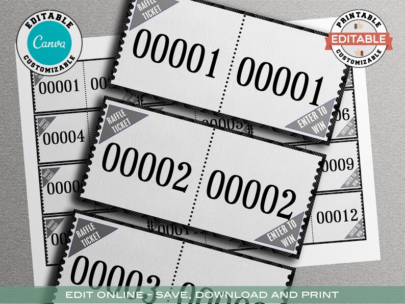 Editable Raffle Ticket Coupon Template, Instant Digital Download ...