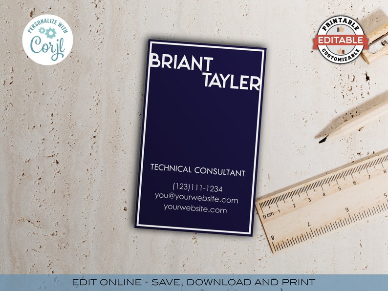 Editable Business Card Template, Personalized Business Card Template ...