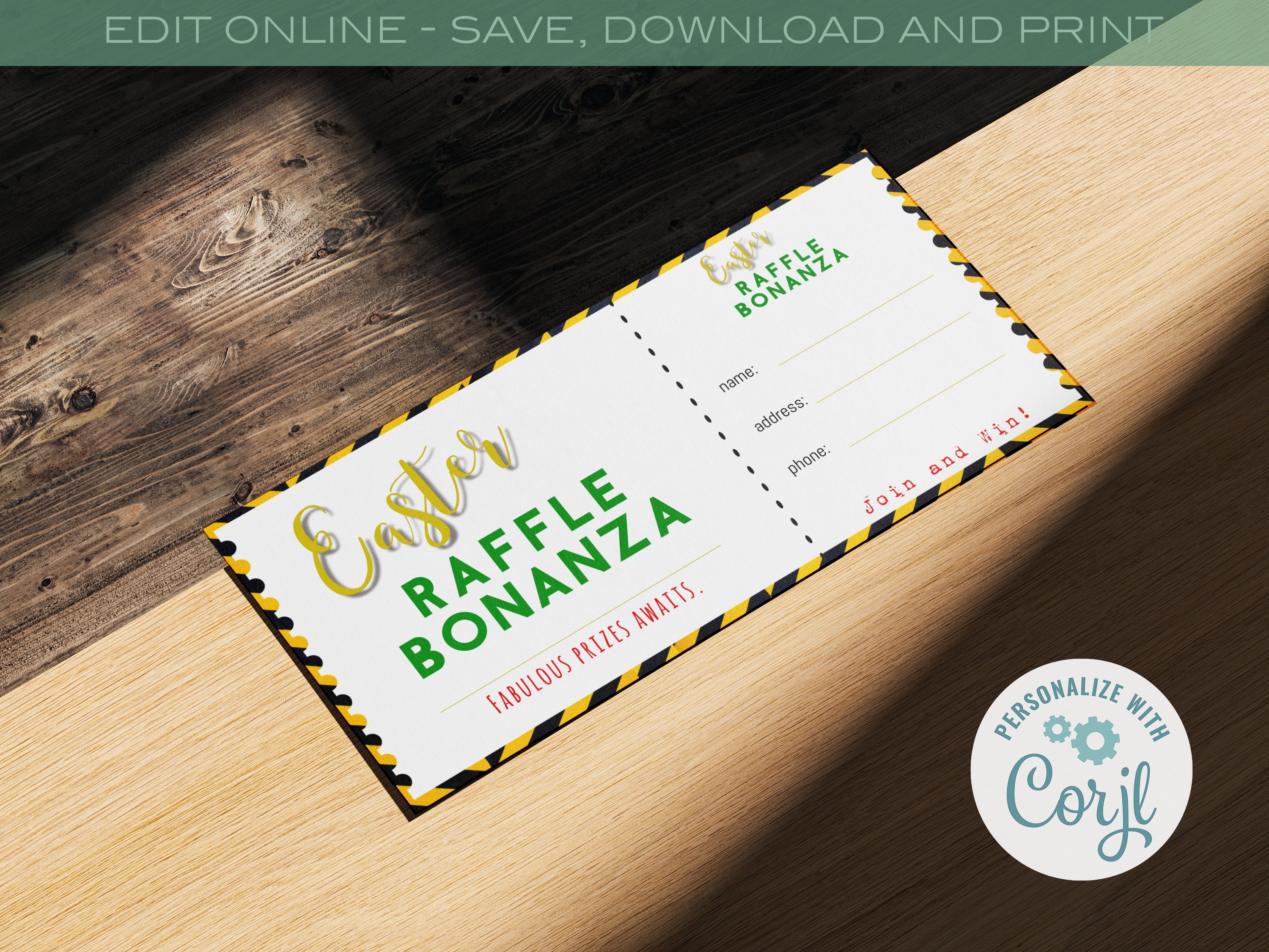 EDITABLE RAFFLE TICKET, Printable Customizable, Editable Holiday Ticket ...