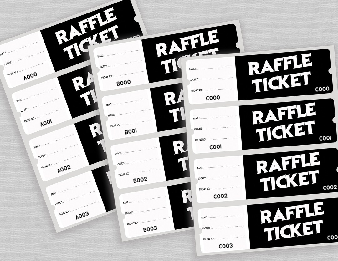 RAFFLE TICKETS, Raffle Ticket, Printable Activity Raffle Ticket ...