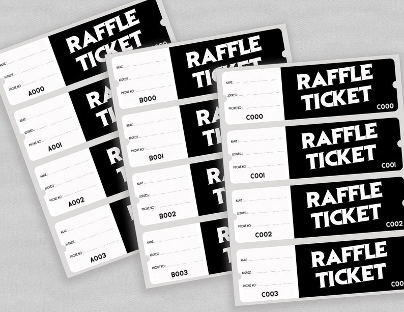 RAFFLE TICKETS, Raffle Ticket, Printable Activity Raffle Ticket ...
