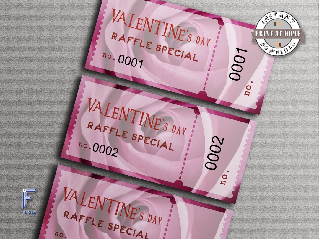 VALENTINE'S RAFFLE TICKET, Raffle Ticket Coupon, Activity Raffle Ticket ...