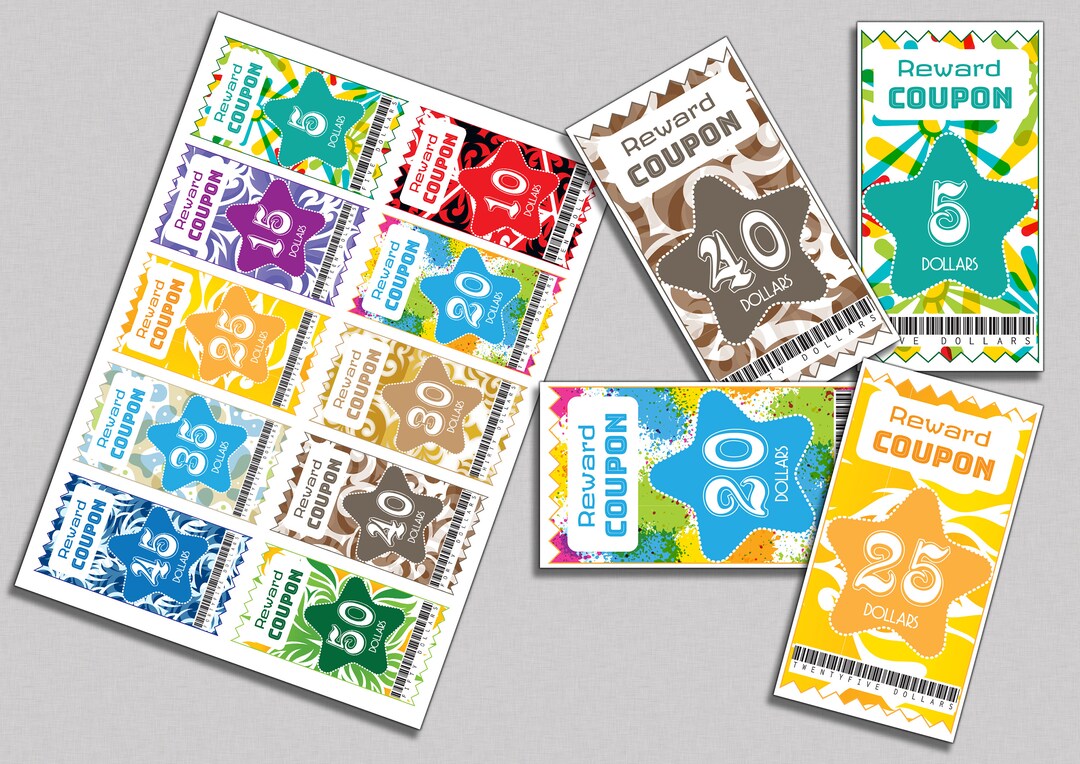 Printable Reward Coupons, Kids Activity Tickets (PDF) - Etsy