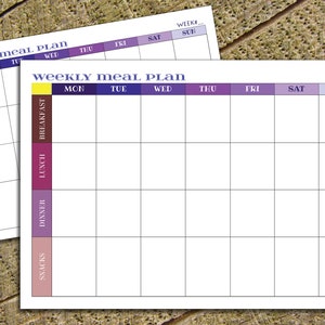 WEEKLY MEAL CHART, Printable Weekly Meal Planner Chart, Meal Chart ...
