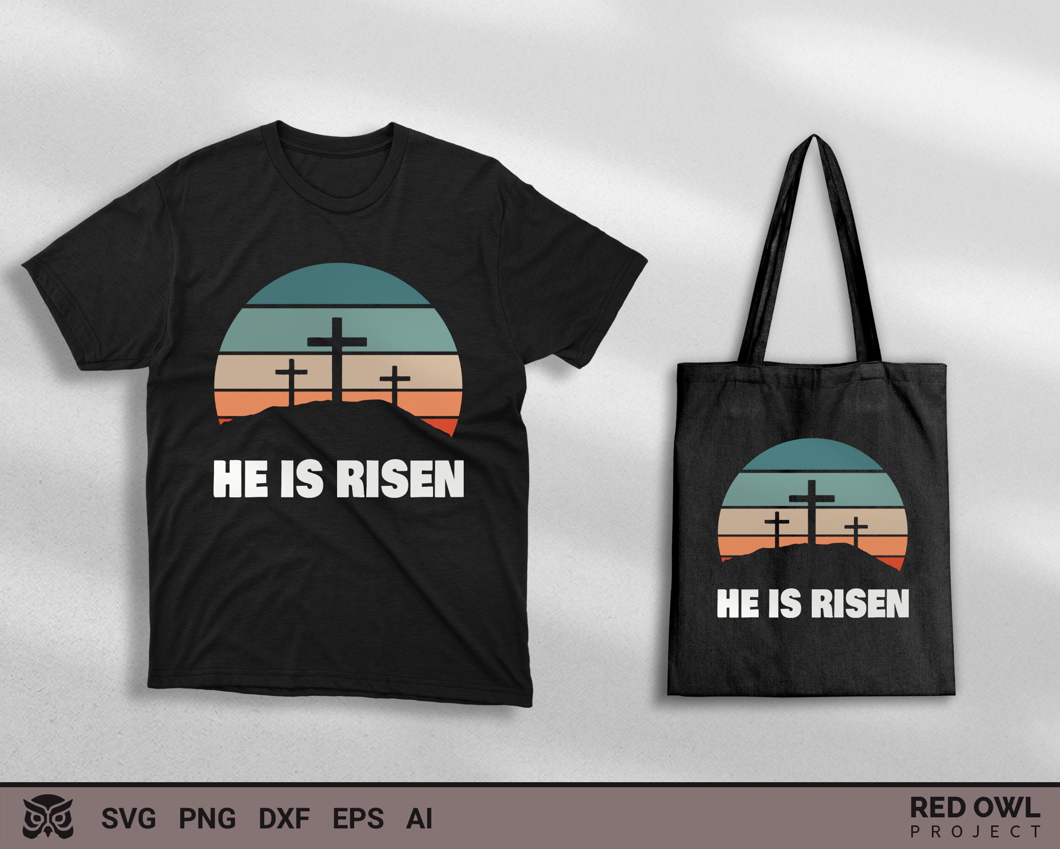 Christian Easter Resurrection SVG, He is Risen Retro Vintage Cross ...