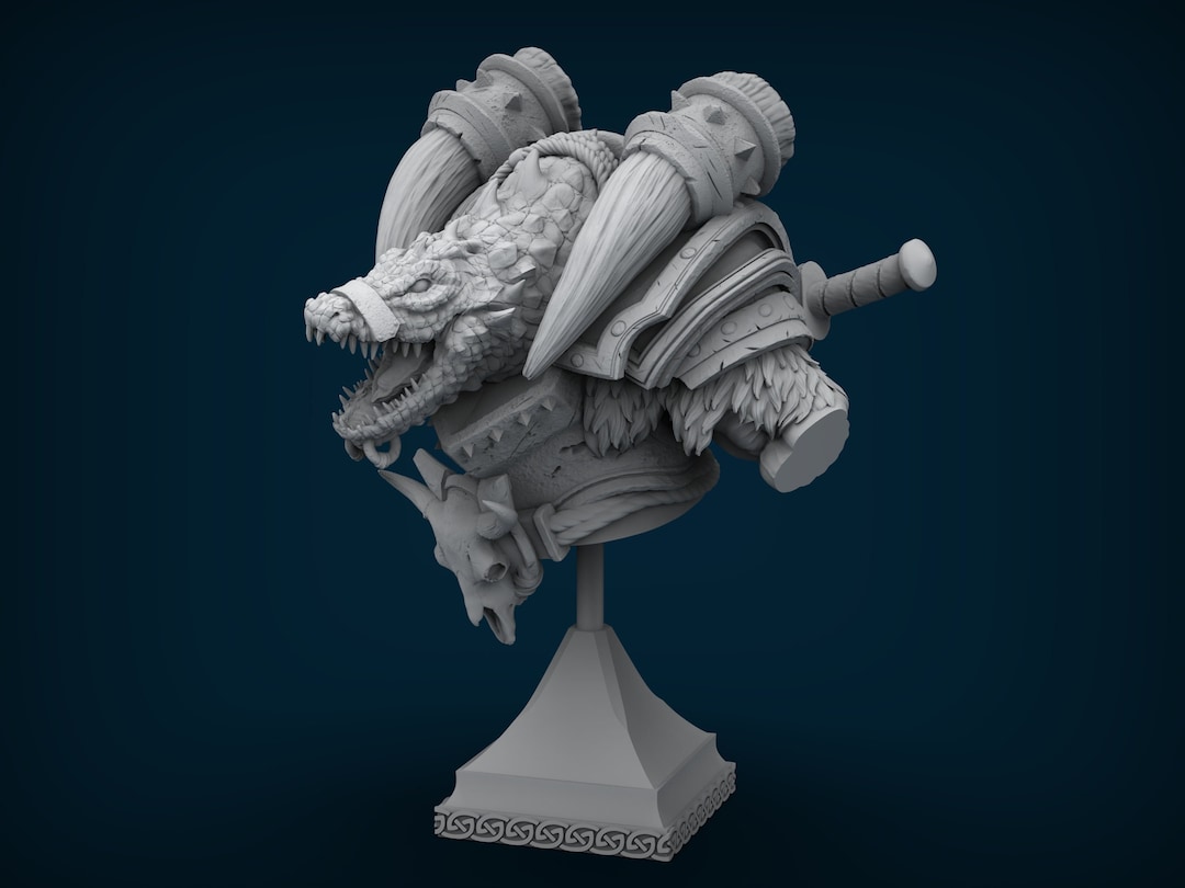 Cranmer Dragonkin Snake Warrior Bust 75mm Fantasy Miniature 4K Detail D ...