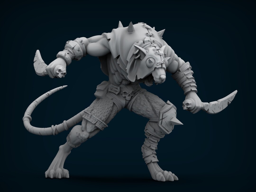 Skaven Rat Ravager Rogue | Enter the Drains | 32mm Fantasy Miniature ...