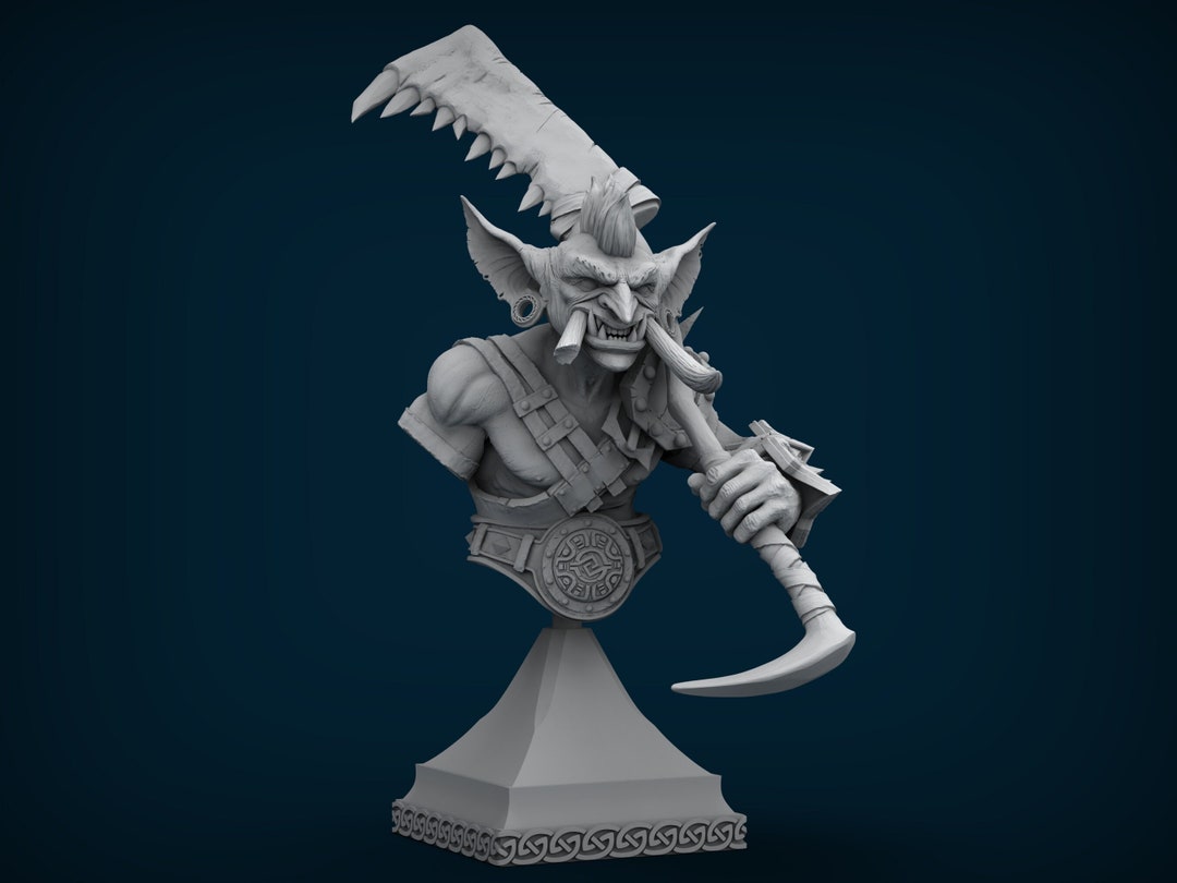 Ugnar Geesho Goblin Mohawk Warrior Bust 75mm Fantasy Miniature 4K ...