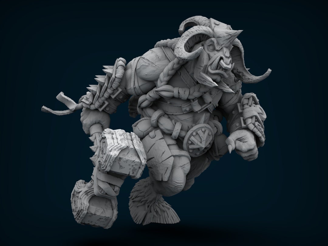 Kraakah Chaos Minotaur Hammer 32mm / 75mm Fantasy Miniature 4K Detail D ...