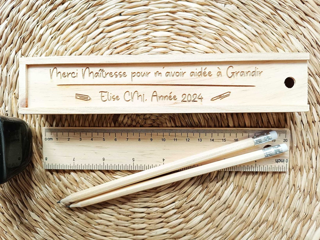 Personalized Engraved Wooden Pencil, Pen Box With Sliding Lid Mistress ...