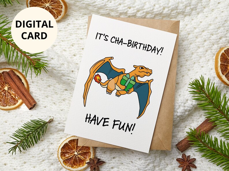Printable Pokémon Happy Birthday Charizard Birthday Greeting Card for ...